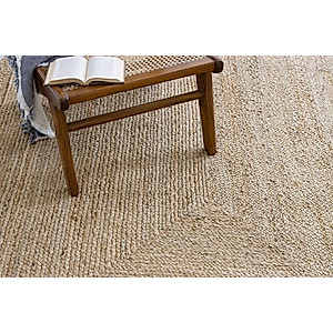 knight fury Scalloped Natural Jute Area Rug, Hand Woven Classic Rug Kitchen Rugs, Rugs for Living & Bedroom (2x3 ft)
