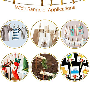 Wood Clothes Pin,Natural Birchwood Clothespins,Strong Grip,Heavy Duty Outdoor Clothes Clips for Hanging Clothes, Art, Crafts, Photo Displays,3.55 Inch,Pack of 24