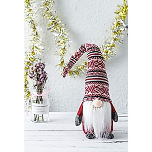 Funoasis Holiday Gnome Handmade Swedish Tomte, Christmas Elf Decoration Ornaments Thanks Giving Day Gifts Swedish Gnomes tomte (Red Stripe - 19 Inches)