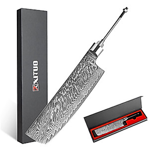 XITUO Nakiri Knife 7-Inch, 67 Layers Damascus Steel VG10 High Hardness Kitchen Knives Blank Blade Handmade DIY Blades Sharp Knife Billet Utility (7'' Nakiri Knife)