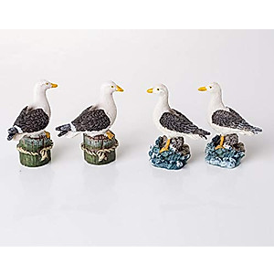 HOMERRY Garden Bird Statue - 4pcs Small Seagull Décor Birds Figurines Ornaments - Best Indoor Outdoor Statues Yard Art Figurines for Patio Lawn House