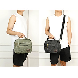 Smrcom Man Canvas Purse Bag Small Canvas Crossbody Messenger Shoulder Work Side Bag Travel Purse (Black)
