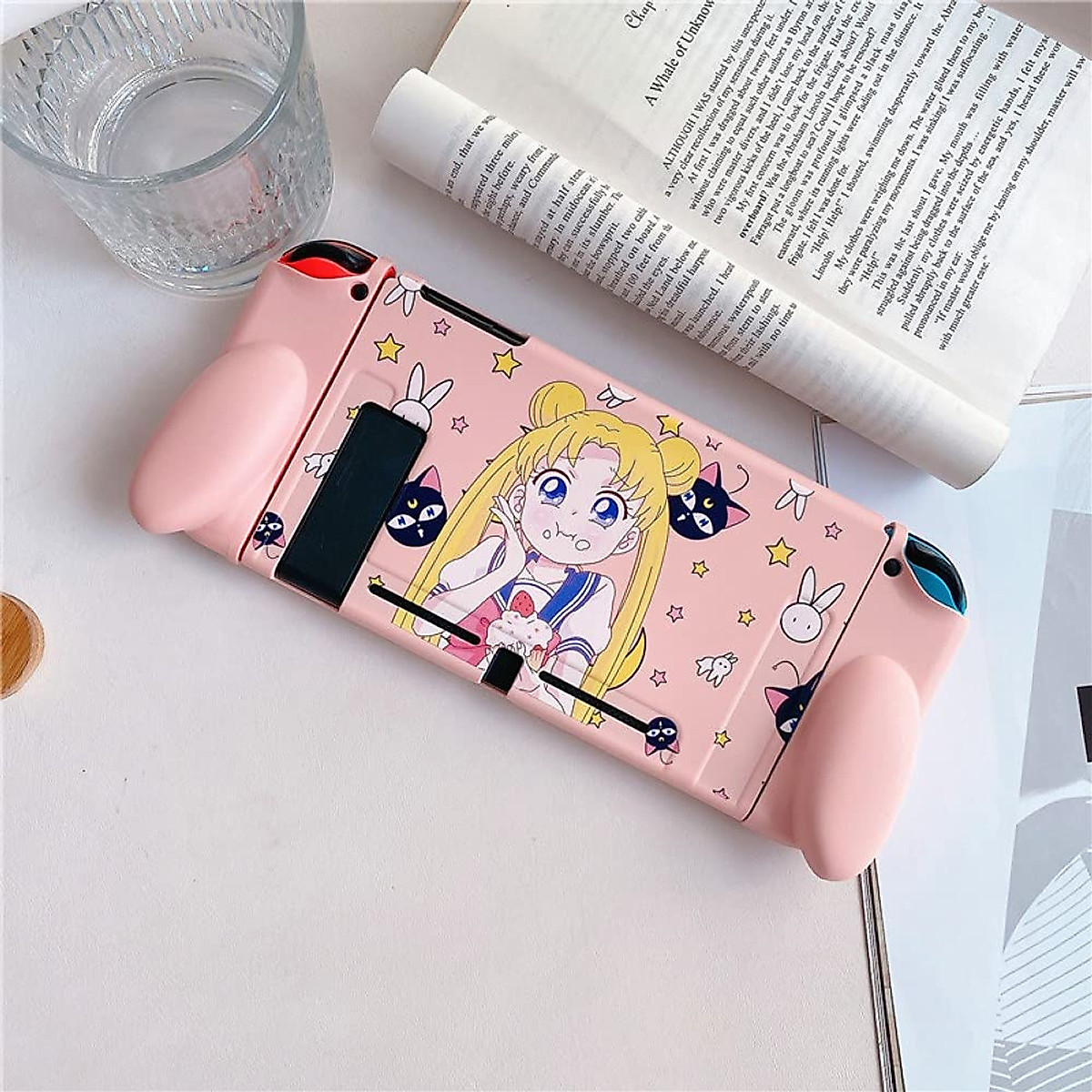 Protective Case for Switch,Cute Sailor Moon Case Compatible with Nintendo Switch,Pink Sailor Moon Game Accessories Soft Slim Grip Cover Shell for Console