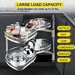 VEVOR Swing Left Blind Corner Cabinet Pull Out for 36 inch Cabinet, 2 Tier Tray Kitchen Soft Close Cloud Organizer Right Handed Open