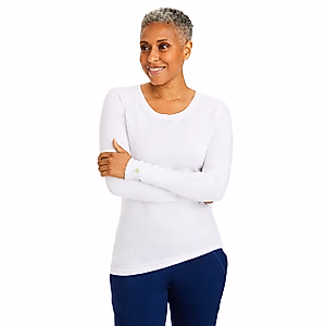 Healing Hands Women's Underscrub Soft Knit Melissa Longsleeve Scrub Tee with Breathable & Easy Care Fabric 5047, M, White