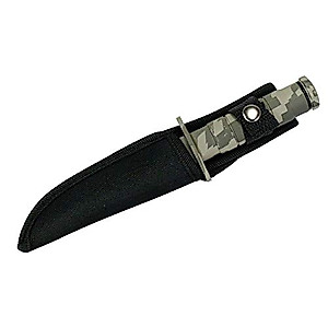 8.5" Defender Xtreme Digital Gray Camo Survival Hunting Knife Ultra Sharp Fixed Blade Knife with Sheath Camping Survival Pocket Knives