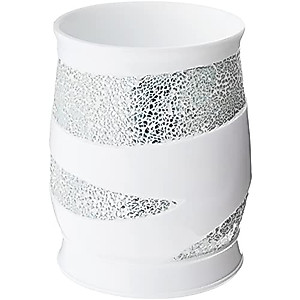 Popular Bath Sinatra Modern Bath Waste Basket Modern Classic Contemporary Decorative Beautiful Designs Bathroom Decor for Home Luxury Bath, White