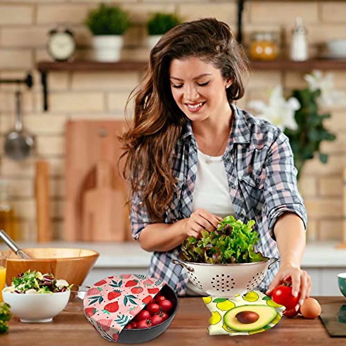 PICcircuit Beeswax Wrap - 3 Pack Eco-Friendly Beeswax Wraps For Food, Organic, Sustainable, Biodegradable, Zero Waste, Reusable Beeswax Food Wrap, 1L Strawberry, 1M Orange, 1S Lemon Patterns