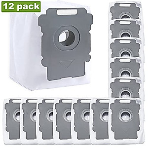 12 Pack Dust Bin Bags Compatible for irobot Roomba Vacuum Replacement Bags i3, i3+, i7, i7+, i8, i8+, i4, i4+, i1, i1+, i6, i6+, j7, j7+, s9, s9 Plus, i & s & j Series Automatic Dirt Disposal Bags