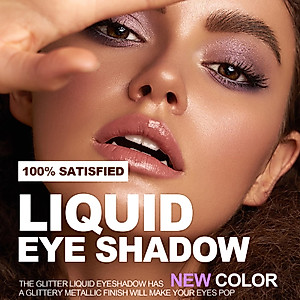 Quxunzzz Liquid Glitter Eyeshadow,Liquid Glitter Eyeliner Metallic Glitter Shimmer Eye Looks Waterproof Long Lasting Quick-Drying Sparkling（05#）