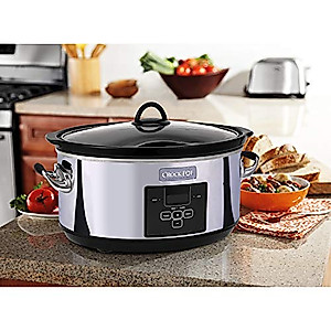 Crockpot 7 Quart Slow Cooker with Programmable Controls and Digital Timer, Polished Platinum