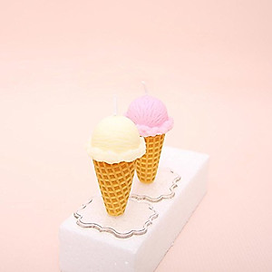 Birthday Candles Lollipops Smokeless Cake Topper Candle for Party Supplies and Wedding Favor (Ice Cream)