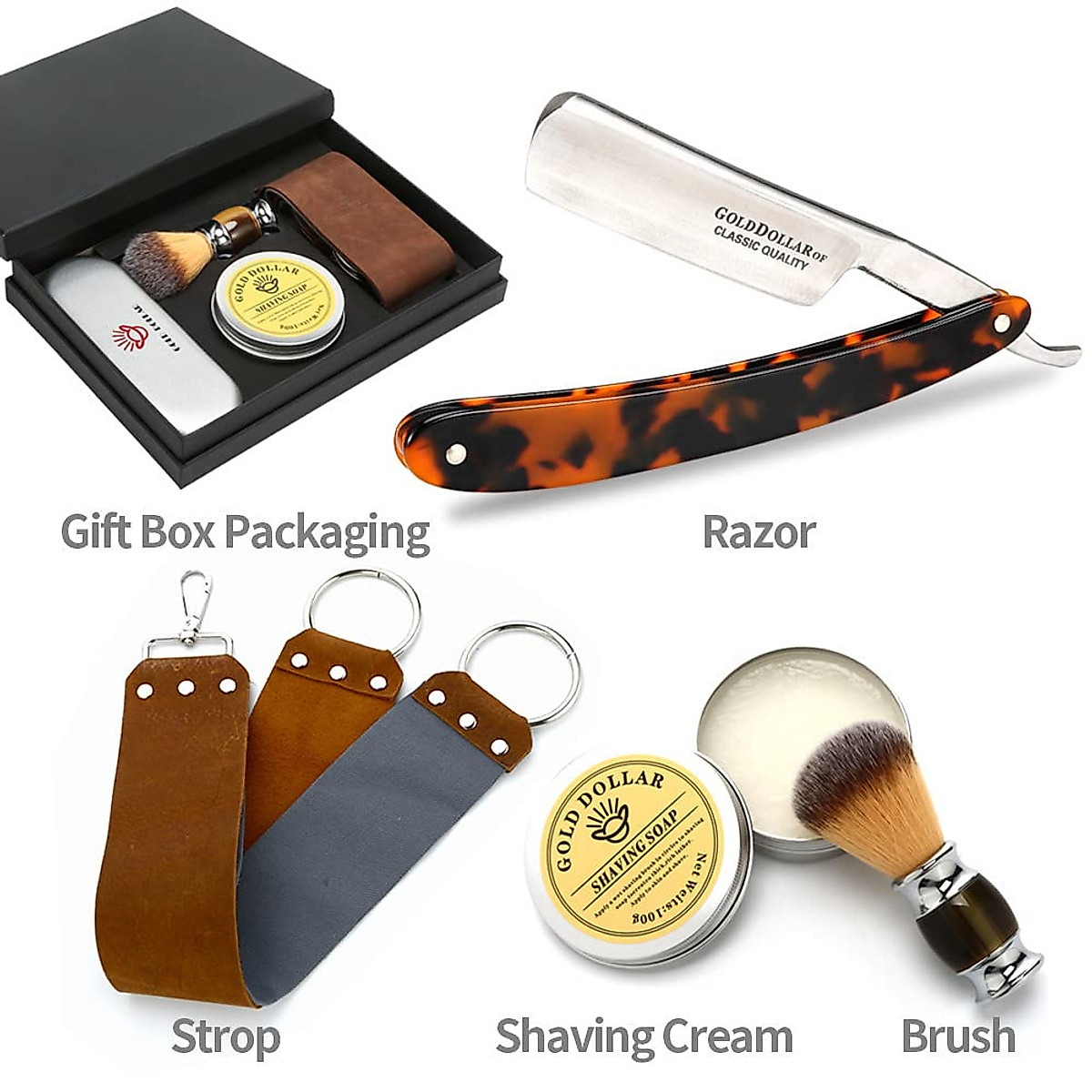 Straight Razor Kit GOLD DOLLAR Retro Shaving For Men & Barber Shaving Ready Without Stabilizer