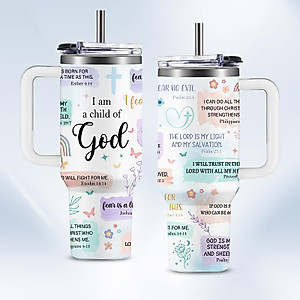 Christian Gifts for Women God Tumbler 40oz Child of God Gifts Coffee Travel Cup - Inspirational Religious Birthday Catholic Spiritual Gift for Sister Friends, Baptism Confirmation Gift for Girls