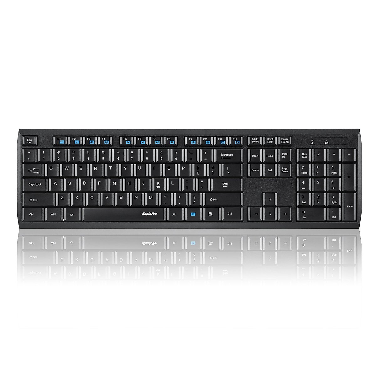 Eagletec K104 Wireless Keyboard and Mouse Combo Slim, Flat & Quiet, Ergonomic Full Size 104 Keys Keyboard & Portable Wireless Mouse for Windows PC (Black Wireless Keyboard & Mouse Set)