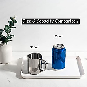 IMEEA Unbreakable Mugs for Kids Double Walled Camping Coffee Mugs 7.5oz/220ml Stainless Steel Mug with Handle, Set of 2