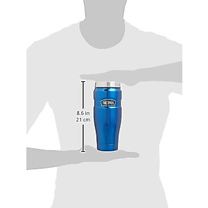 THERMOS Stainless King Vacuum-Insulated Travel Tumbler, 16 Ounce, Electric Blue