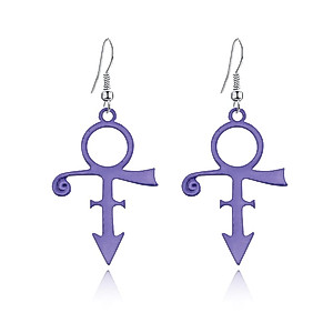 ANXIN STORE Punk stylish personalized cartoon music note earrings gothic jewelry music symbols prince rock band symbol earrings (Purple music note earrings)