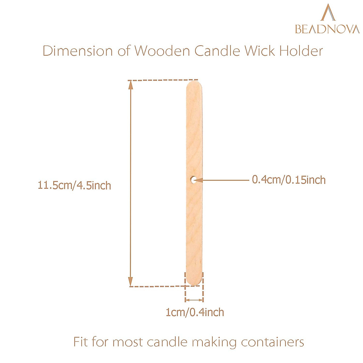 BEADNOVA Candle Wick Holders for Candle Making Wooden Wick Holder 50 pcs Candle Wick Centering Device Wick Bar for Making Candle