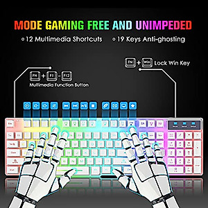 Rechargeable Wireless Keyboard and Mouse Combo with Wrist Rest Rainbow Backlight Mechanical Feel Gaming Keyboard RGB Crack Gamer Mouse Large Mice Pad for Windows PC and Desktop