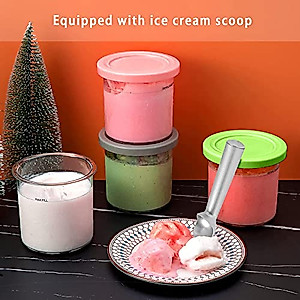 LBSAHETC Ice Cream Containers Compatible with Ninja Creami Nc300 Nc301 Nc299Amz Series 4 Pack Pint Containers with Lids Include Ice Cream Scoop BPA-Free Dishwasher Safe