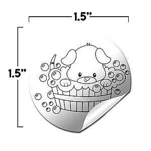 Color Your Own Dog-Gone Cute Puppy Themed Birthday Party Favor Sticker Labels for Kids, 90 1.5" Party Circle Stickers by AmandaCreation, Great for Arts & Crafts, Envelope Seals, Goodie Bags & Treats