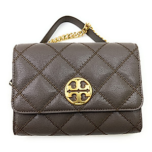 Tory Burch Willa Diamond Quilted Leather Women's Chain Wallet Crossbody Bag (Volcanic Stone)