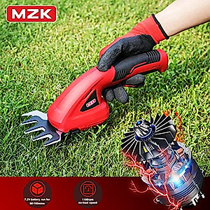 MZK Cordless Grass Shears & Hedge Trimmer, 7.2V Battery Powered Shrubbery Trimmer, 2 in 1 Handheld Grass Clippers, Electric Grass Trimmer Hedge Trimmer, Grass Cutter with Charger