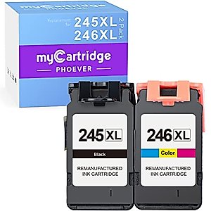myCartridge PHOEVER Compatible Ink Cartridge Replacement for Canon 245XL 246XL for Canon Pixma MX490 MX492 MG2522 MG2520 TS3122 MG3020 IP2820 Printer Ink Cartridges (1 Black, 1 Color)