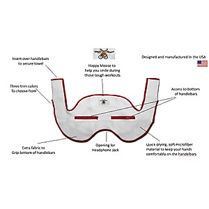 Handlebar Towel for Peloton Bike+, red trim, soft and absorbent