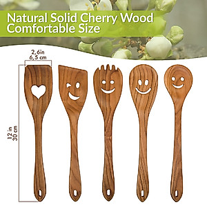 Spatula Set Cherry Wood Spurtle Supplies Cast Scraper Wooden Spoons For Cooking Smile Coocking Multipurpose Utensil