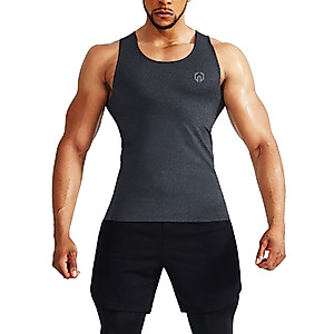 NELEUS Men's 3 Pack Compression Tank Top Athletic Undershirts,5074,Black (Grey),US XL,EU 2XL