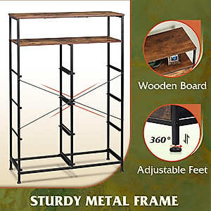 WLIVE Fabric Dresser for Bedroom with Open Shelves, Tall Dresser with 8 Drawers, Storage Tower with Fabric Bins, Chest of Drawers for Closet, Hallway, Rustic Brown Wood Grain Print