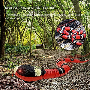 Pet2U 1PC Snake Cat Toy for Cats, Smart Sensing Snake Rechargeable, Automatically Sense Obstacles and Escape, Realistic S-Shaped Moving Electro-Sensing Cat Snake Toy, Interactive Toys for Cats