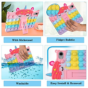 WESADN for iPad Mini 6 Case 2021 with Kickstand Silicone Fidget Bubble Case for Girls Women Kawaii Cute Rainbow Pop Protective Holder Tablet Cover for iPad Mini 6th Generation Case 8.3 inch