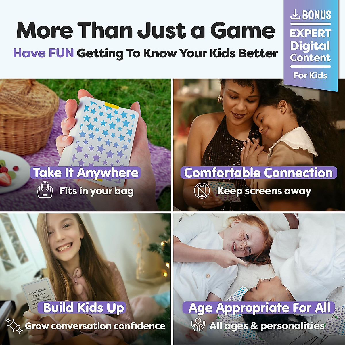 200 Kids Conversation Cards - Help Kids Put Down Tablets and Phones - Get Children to Enjoy Talking and Listening - Great for Car Rides and Family Dinners - A New Way for Kids to Express Themselves