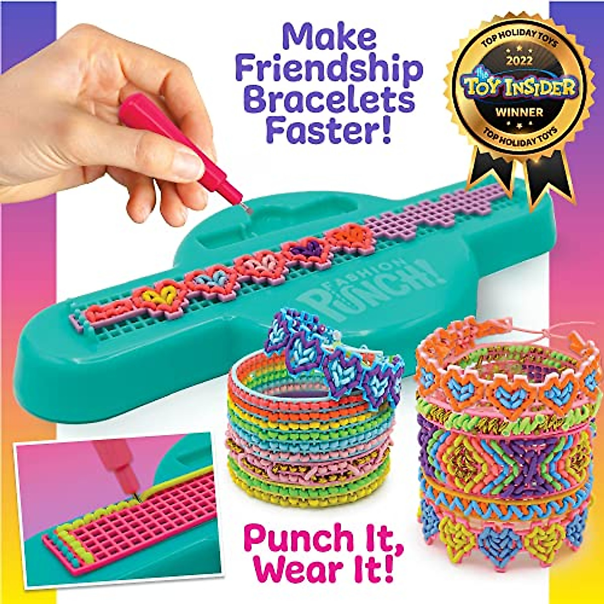 Just My Style Fashion Punch Style & Stitch Loom, Friendship Bracelet Kit, Jewelry Making Activity, Great for Birthday Parties, Sleepovers & Travel, Arts & Crafts for Kids Ages 6, 7, 8, 9