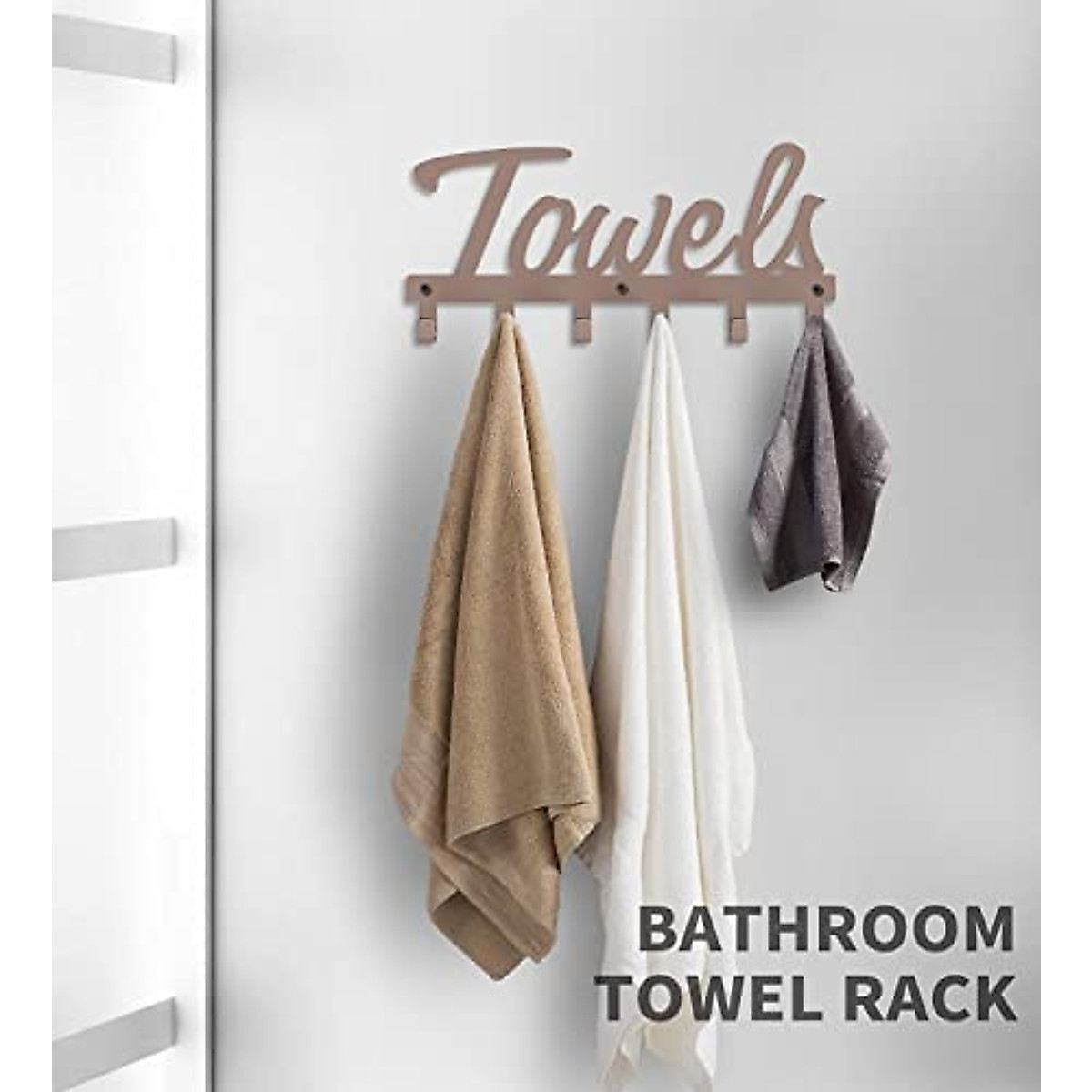 Livelab Towel Rack, Bathroom Towel Racks, 6 Hooks Bronze Towel Holder for Bathroom Wall Mounted Space Saving, Waterproof Rustproof Easy Install Towel Hanger to Hang Your Towels, Robes, Clothing