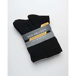 Van Heusen Men's Crew Socks - 5 Pack Performance Cushion Comfort Crew Socks - Breathable Athletic Socks for Men (6-12.5), Size 6-12.5, Black