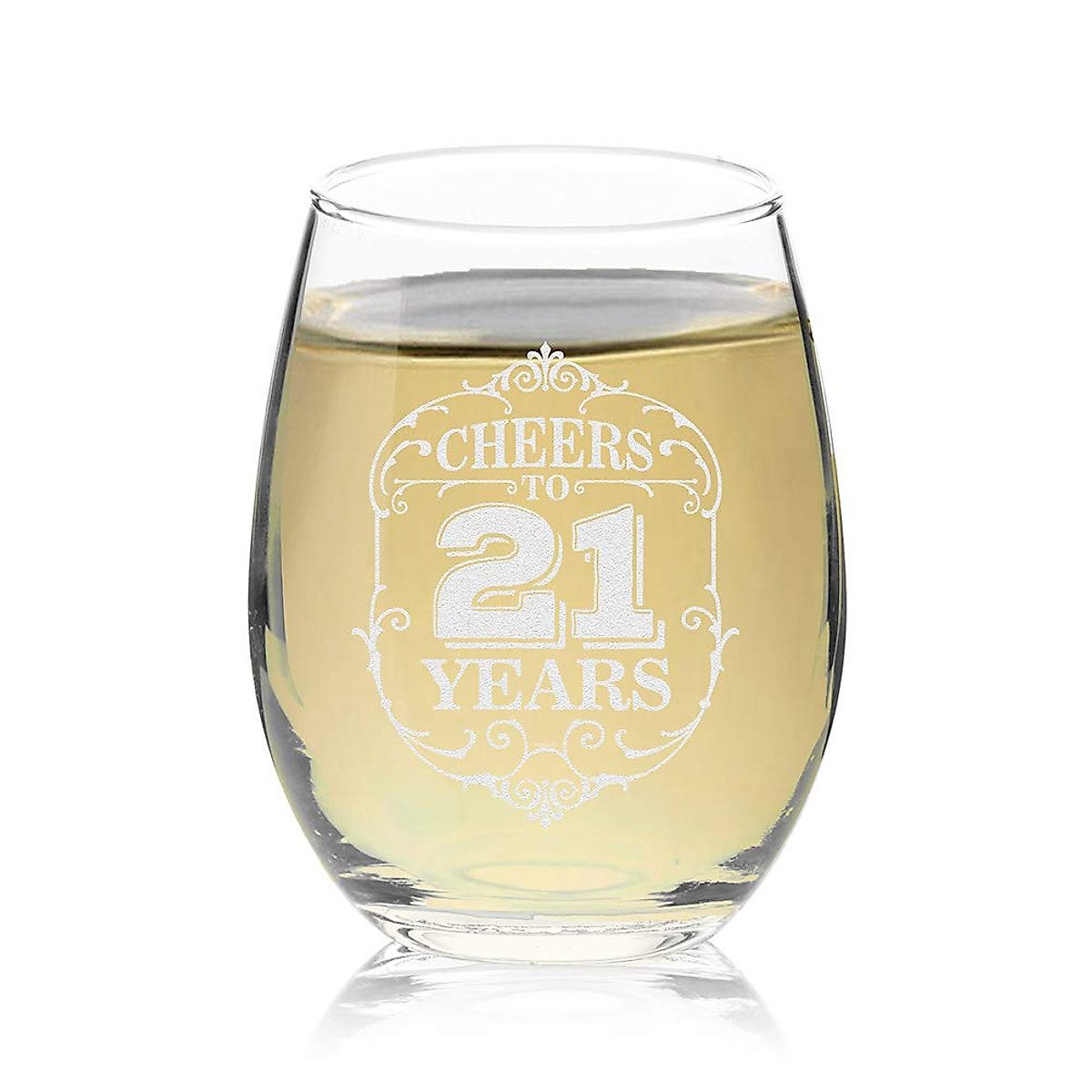 Veracco Cheers To 21 Years Twenty One 21st Birthday Gift For Him Her Twenty One and Fabulous Stemless Wine Glass (Clear, Glass)