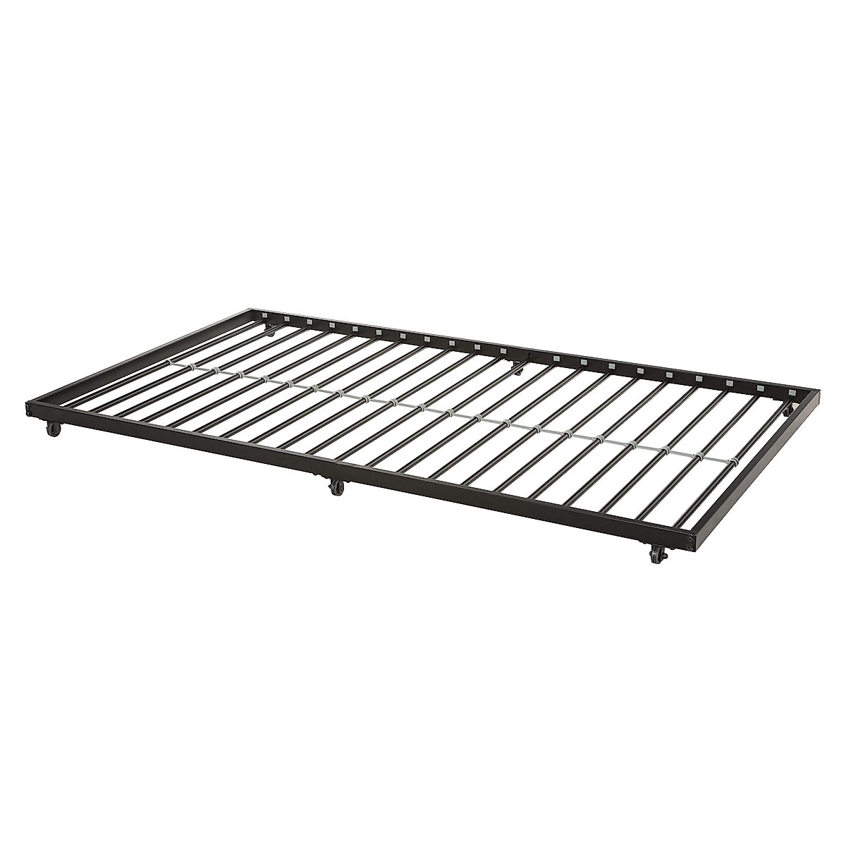 Home Accent Furnishings Modern Industrial Twin-Size Roll-Out Metal Trundle Bed Frame - Black