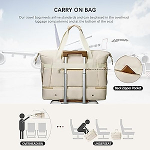 BOSTANTEN Weekender Bags for Women Travel Under Seat Carry On Bag Duffle Bag with Shoe Compartment Overnight Hospital Bags