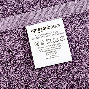 Amazon Basics Fast Drying, Extra Absorbent, Terry Cotton Washcloth, Pack of 24, Petal Pink, Lavender, White, 12" x 12"