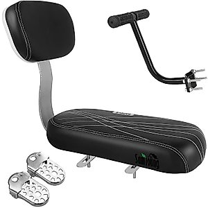 Samyoung Bicycle Rear Back Seat Cushion Armrest Footrest Set, Wide Child Bike Seat Back Safety Armrest Handrail Feet Pedals, Kids Bike Seat Carrier (Black)