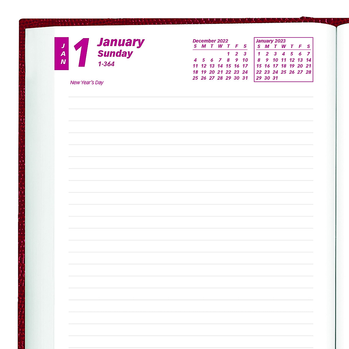 Brownline 2023 Traditional Daily/Monthly Planner, Untimed Journal, 12 Months, January to December, Perfect Binding, 7.5" x 5", Bright Red (CB387.RED-23)