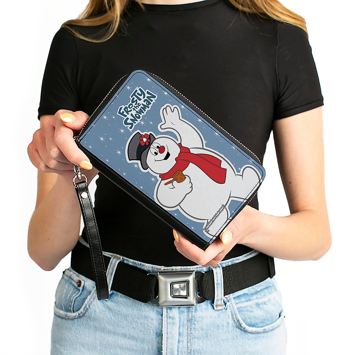 Buckle-Down Women's PU Zip Around Wallet Rectangle-Frosty The Snowman, 7.5"x4.5"