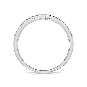 PB Collection Ladies Half Eternity 925 Sterling Silver Stackable Band Ring Cubic Zirconia Wedding Band Ring for Women Channel Setting 5