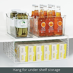 mDesign Modern Versatile Metal Closet, Cabinet Organizer Storage 2-Tier Shelf Divider and Separator for Bedrooms, Bathrooms, Entryways, Hallways, Kitchen Pantry, Office - Easy Install, 2 Pack - White