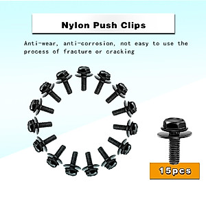 yvshy 35 PCS Car Engine Under Cover Splash Shield Guard Bolts, Bumper Fender Liner Push-Pull Fastening Rivet Clips, Metal U-Clip Retainers Kit, Universal Fastening Accessories for Most Cars (Black)