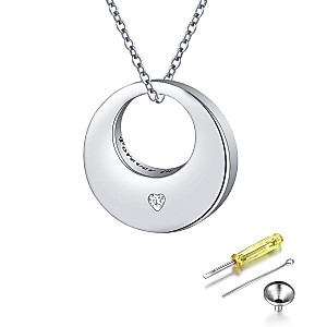 Circle of Life Urn Necklaces for Ashes for Women Cremation Jewelry 925 Sterling Silver Eternity Memorial Forever in My Heart Ashes Keepsake Necklace (Circle of Life)